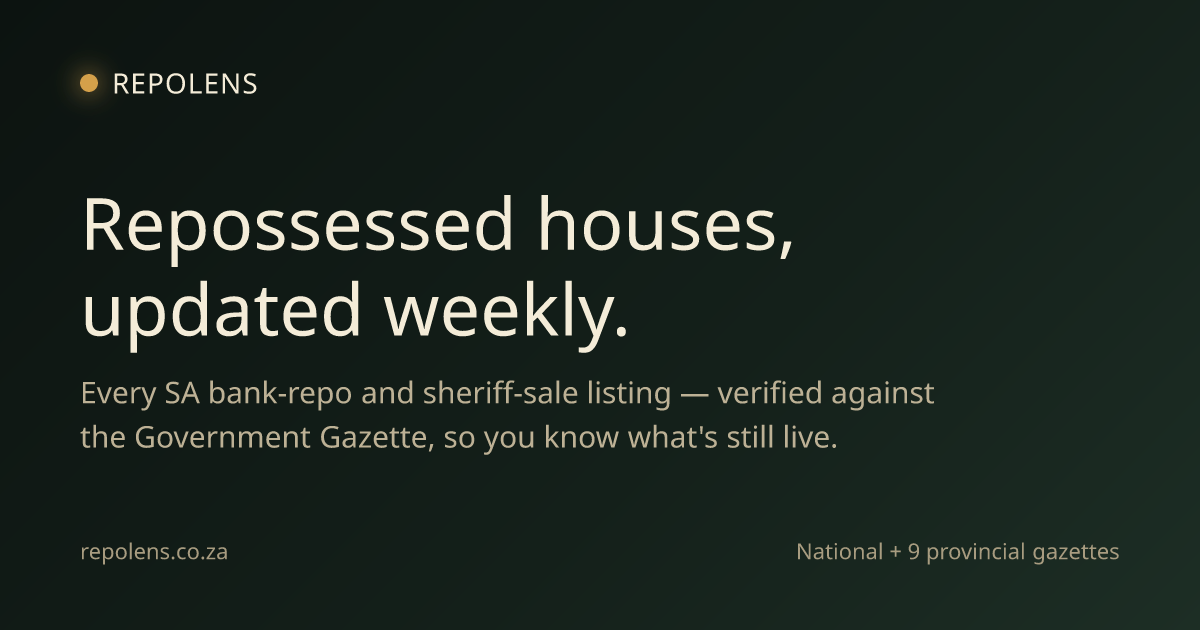 Repossessed houses for sale in Halfway Gardens · RepoLens